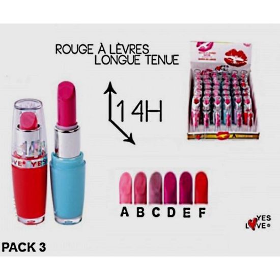 LOT DE 6 ROUGE A LEVRE LONGUE TENUE 14H ROSE VIOLE - Achat / Vente ...
