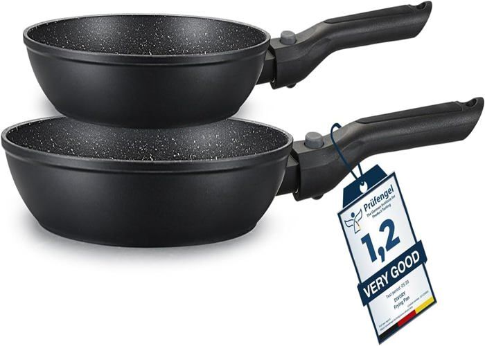 Set de 2 poêles Poêle 24cm, 28cm avec poignée amovible, induction, antiadhésive revêtue poêle à ...