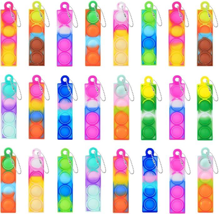 Ensemble Pop It Fidget Toy Avec Porte-Clés, Mini Jouets À Presser ...
