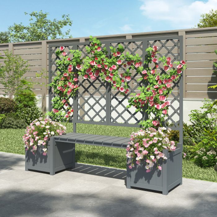 Bacs a fleurs grande taille 169x145x42cm avec treillis et siège pour ...