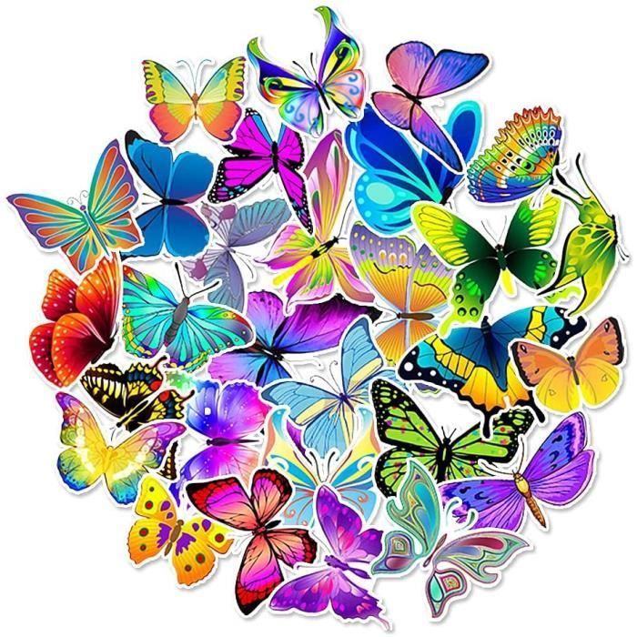 Graffiti Autocollant Papillon Autocollant 50 Pcs Étanche Stickers