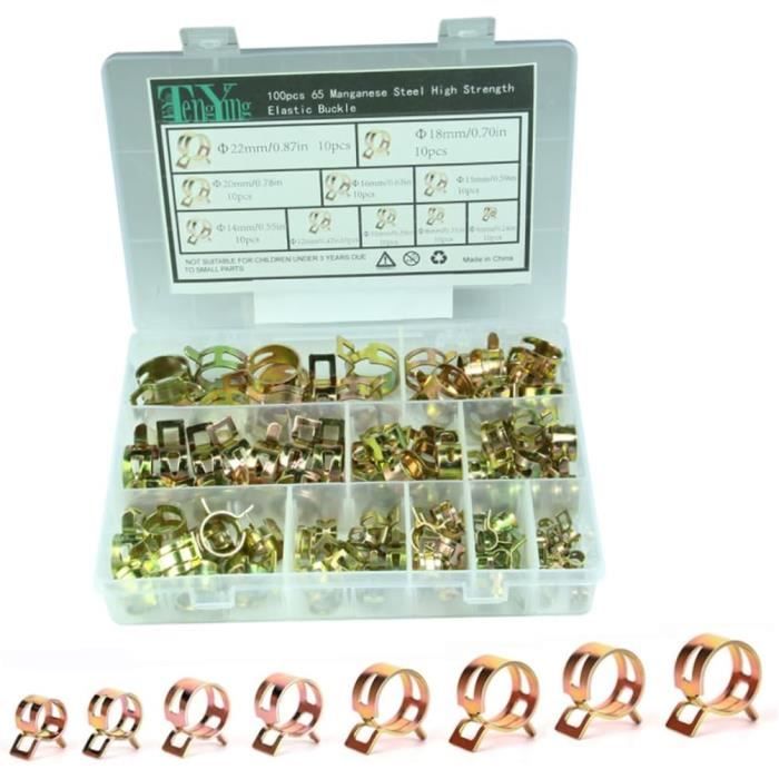 100 Pièces Pinces Réglables En Boîte Pinces À Ressort Colliers De ...