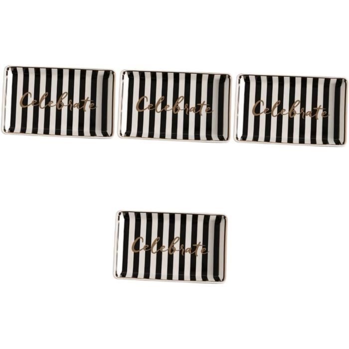 4 Pièces Plateau De Rangement Rayé Plateau De Service En Marbre ...