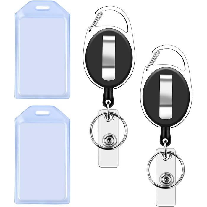 2 Porte Badge avec Porte Carte Transparent, Porte Badge avec Yoyo et ...