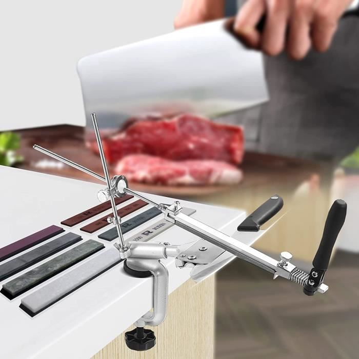 AIGUISEUR Couteau, Affûteur de Couteaux à Angle Fixe rotation à 360°, avec 4-8 Pierres à ...