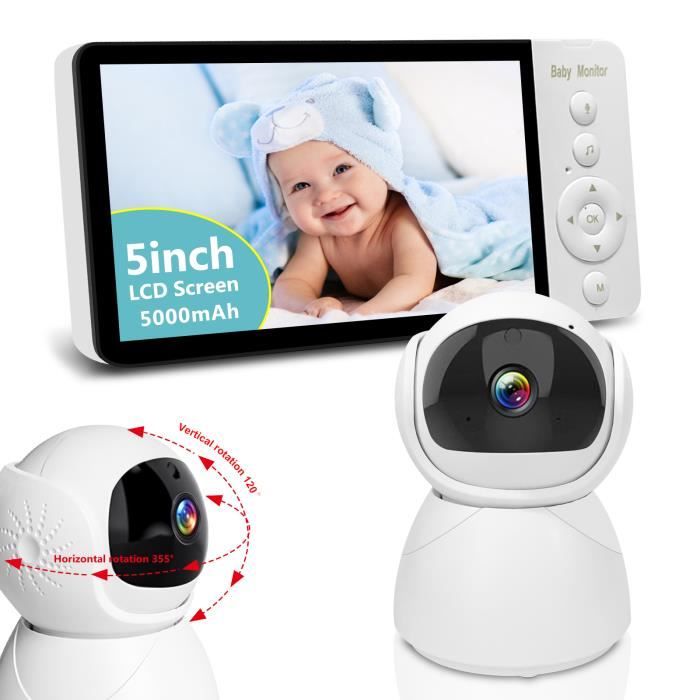 Babyphone Vidéo Caméra avec Moniteur pour Bébé - Écran 5'' HD 1080P ...