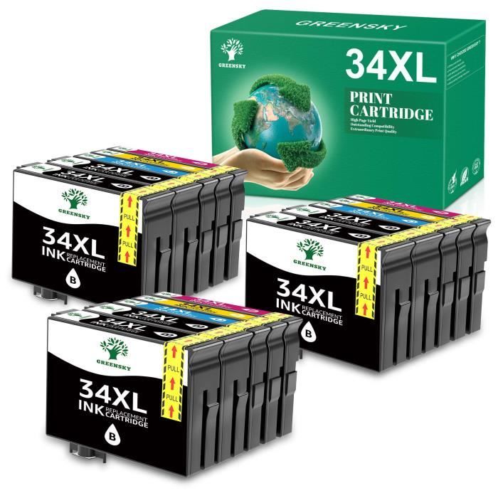 Cartouche d'encre GREENSKY 34XL pour Epson Workforce Pro WF-3725DWF WF ...