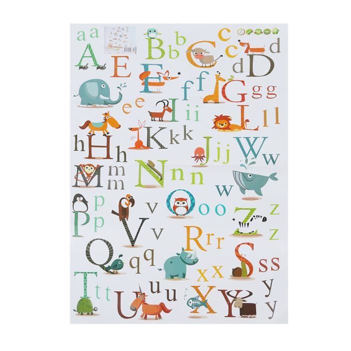 Sticker Autocollant Mural 26 Alphabets Animaux Deco Mur Maison Chambre ...