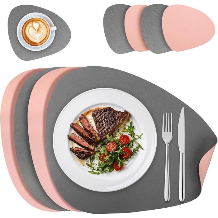 LUZOON Set de Table Cuir et Dessous de Verre, Lot de 4 Sets de Table ...