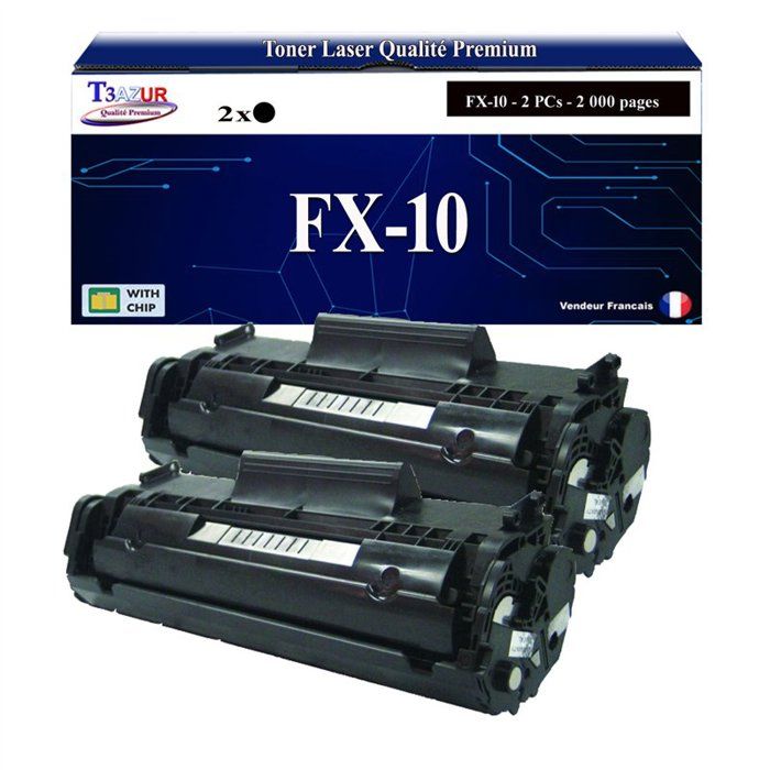 T3AZUR -2x Toners compatibles avec Canon FX10 (0263B002) pour Canon FAX L100, L120, L140, L160 ...