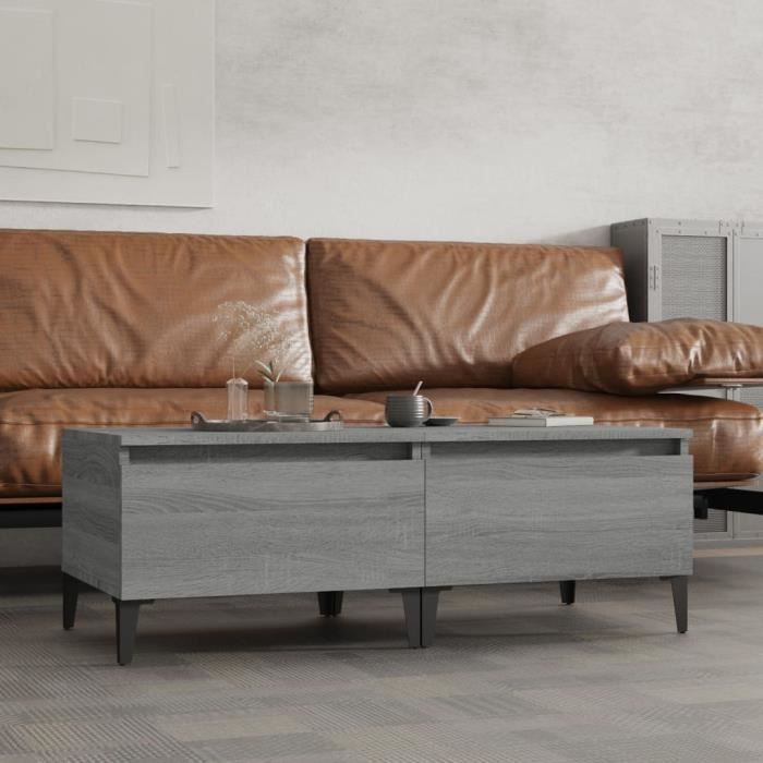 PLA Tables d'appoint 2 pcs Sonoma gris 50x46x35 cm Bois ingénierie ...