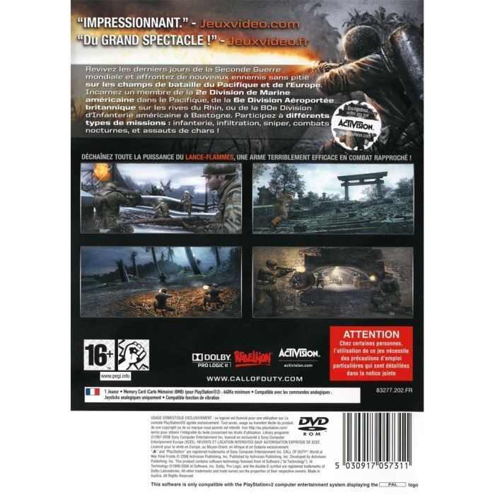 CALL OF DUTY 5 WORLD AT WAR / Jeu console PS2 - Cdiscount Jeux vidéo