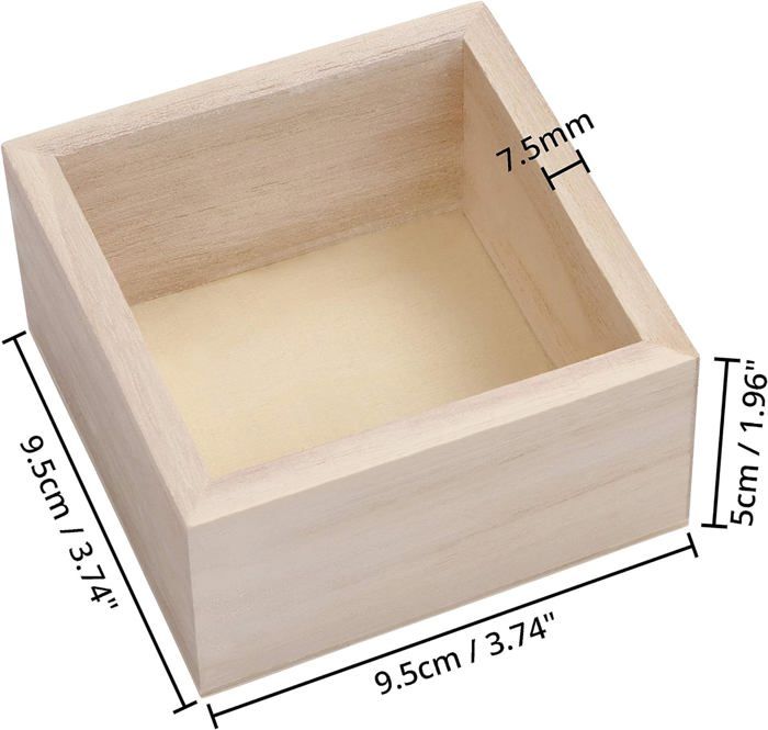 Boite de Rangement Bois Brut Lot de 4 - 95 x 95 x 5 cm - Petites Boite ...