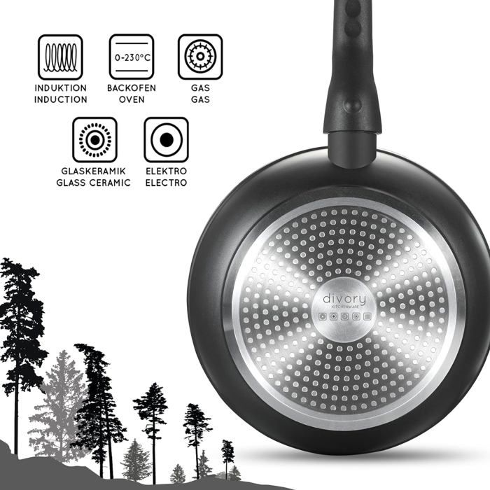 Set de 2 poêles Poêle 24cm, 28cm avec poignée amovible, induction, antiadhésive revêtue poêle à ...