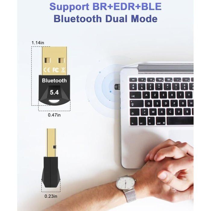 Clé Bluetooth USB 5.4, Adaptateur Bluetooth PC Windows 11/10/8.1/7 ...