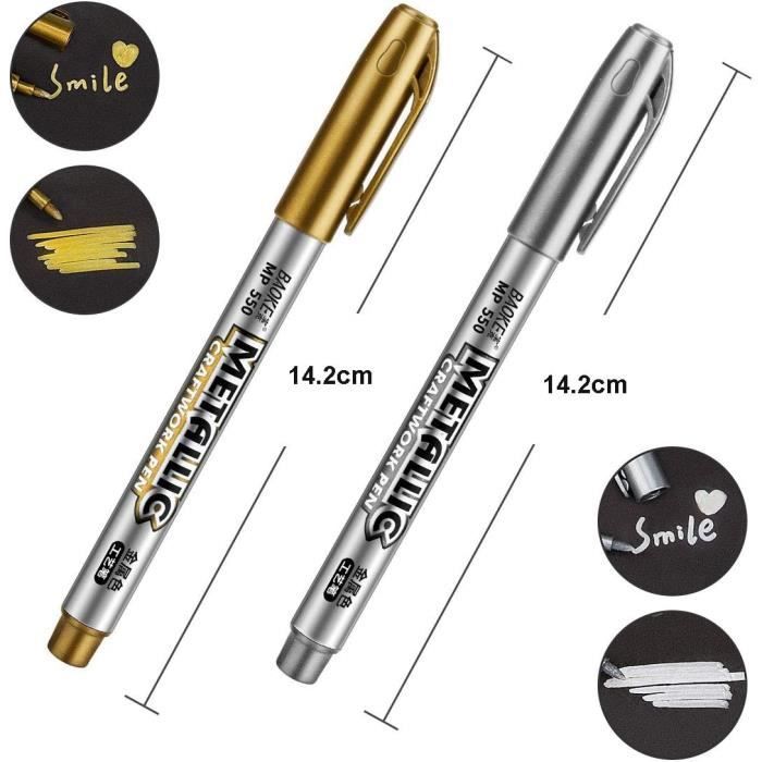 8 pcs Stylos Marqueur Métallique Marqueur Permanent pour Création de ...