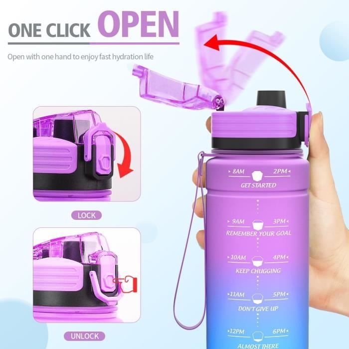 Bouteille d'eau 2L, 1,5L, 1L, 700ML, 500ML Gourde Reutilisable, Sport ...