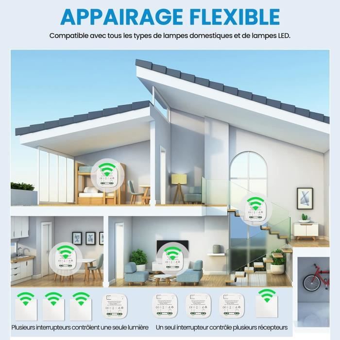 Set d'interrupteurs sans fil, Interrupteur mural sans fil 10A ...