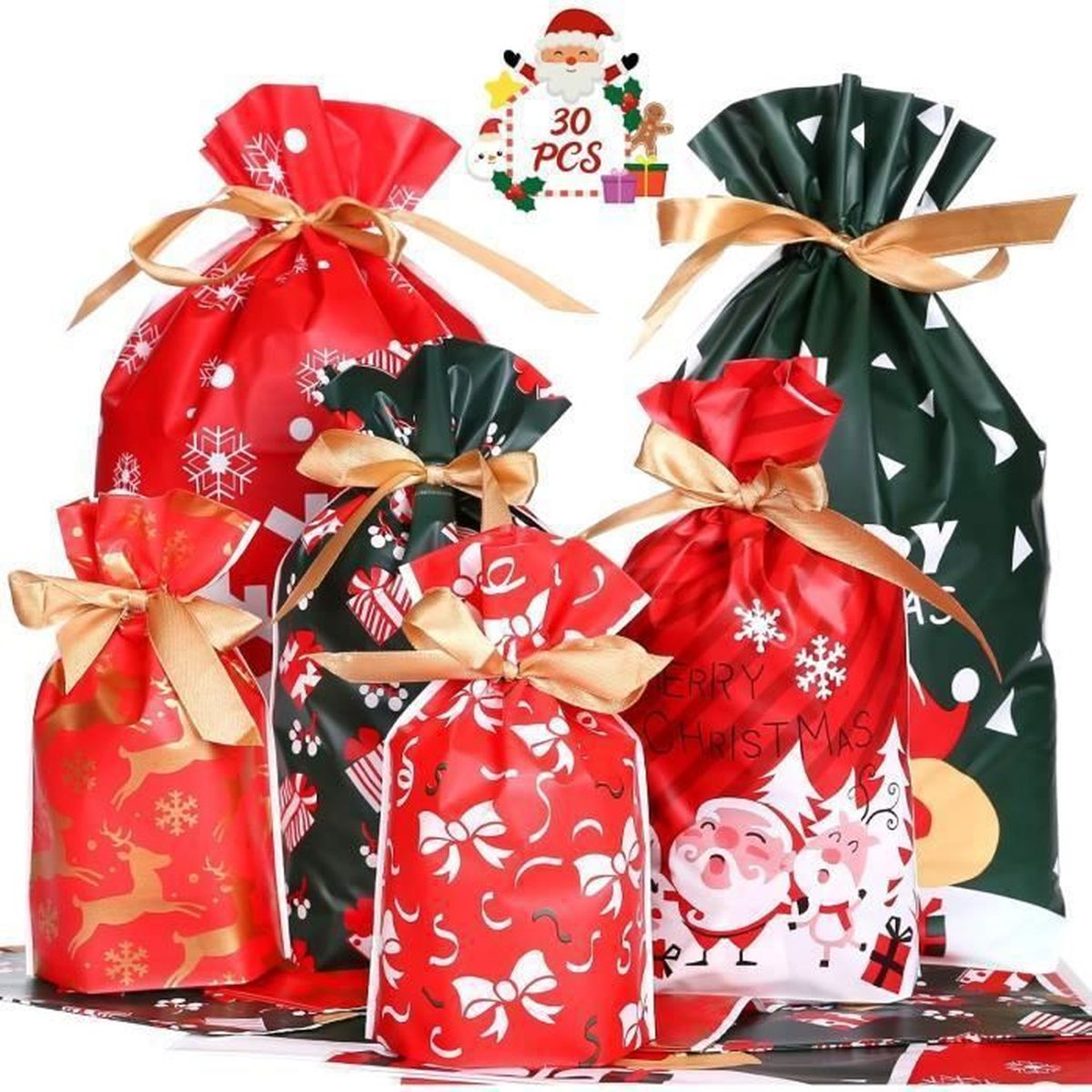 30Pcs Sac Cadeau Noel Sachet Bonbon Noel Sachet Cadeau Noel Sacs ...