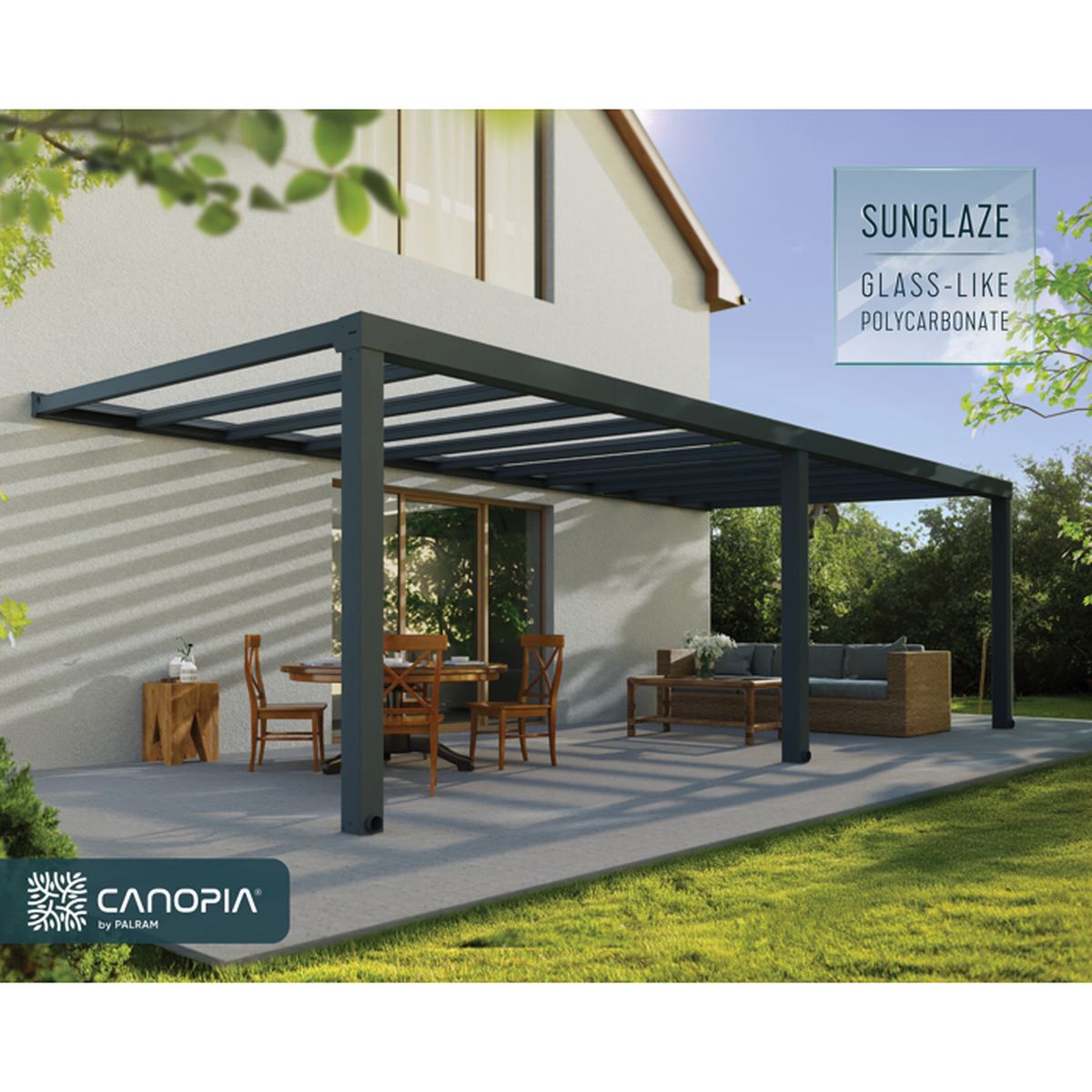 Palram – Canopia | Pergola Stockholm 3.4x8.1 Gris anthracite ...
