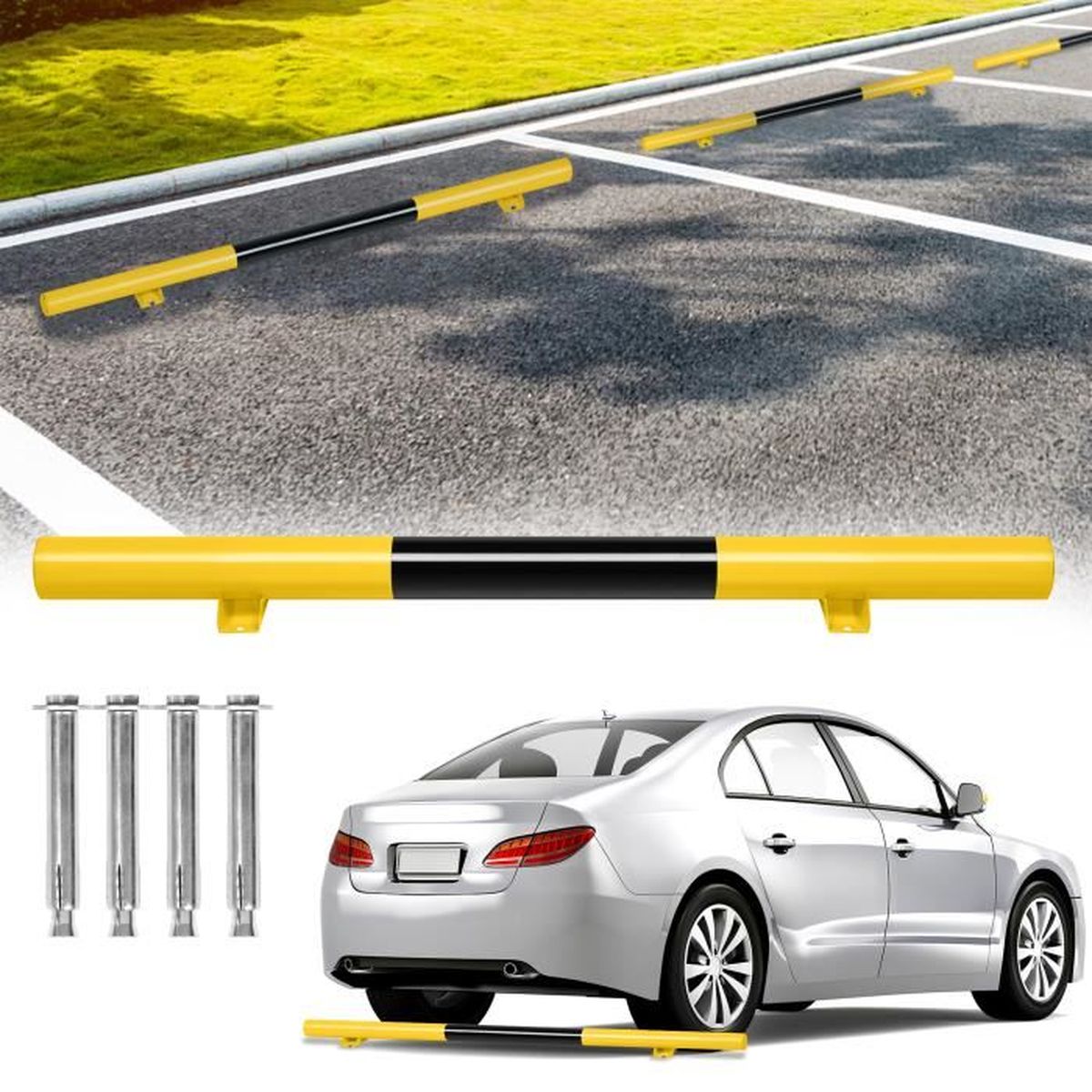 XMTECH 180cm Bloc de Stationnement Arrêt de stationnement, Butoir de ...