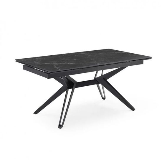 Table extensible 160/240 cm céramique noir marbré pied trapèze - INDIANA 07 - Cdiscount Maison