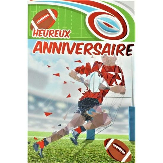 Ballon De Rugby - 65-1269 Carte Heureux Anniversaire Rouge Brillant ...