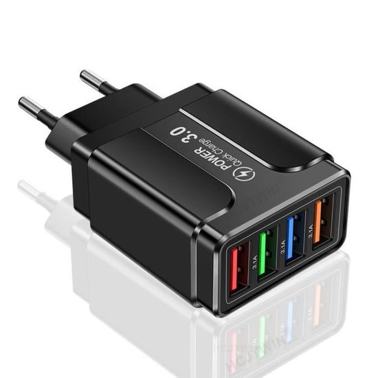 Adaptateur secteur mural USB à 4 ports 3.1A, chargeur mural Compatible ...