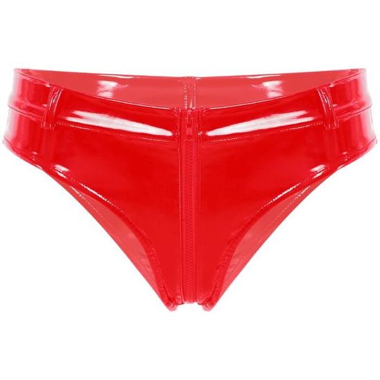 Iixpin Femme Slip Sexy Ouvert Entrejambe Cuir Verni String Zippé ...