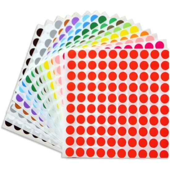20 Feuilles Gommettes Autocollantes Rondes Pastille Autocollante De ...