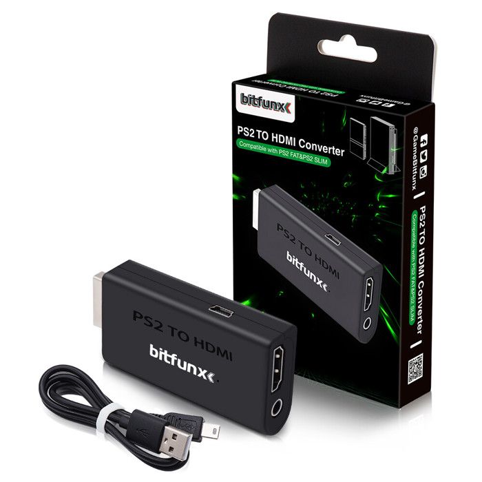 Manette jeux vidéo,Bitfunx-Adaptateur compatible PS2 vers HDMI ...