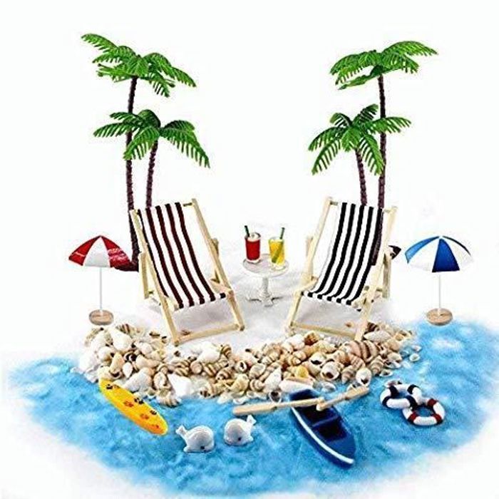 18Pcs Miniature de Plage DIY Micro Paysage de Plage Dcoration de Plage ...
