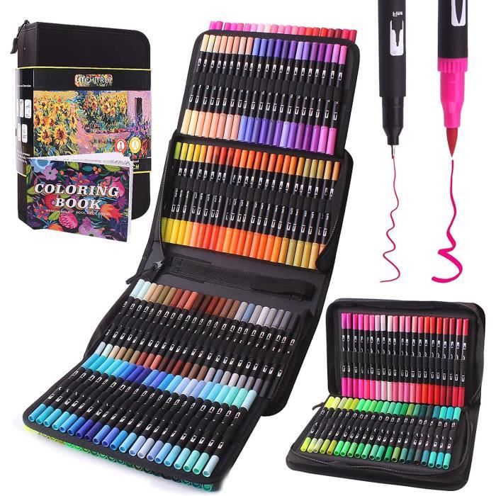 132 stylos à colorier stylos pinceaux à double pointe pinceaux ...