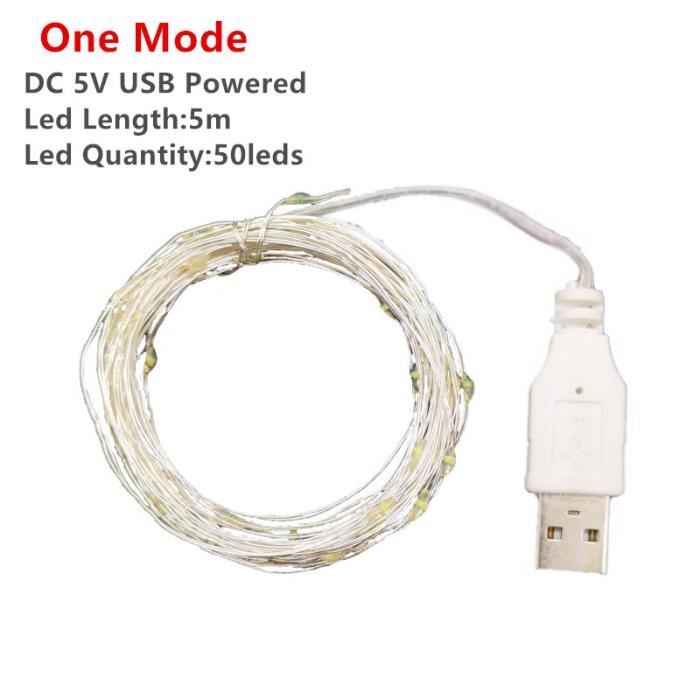 Rouge Fil d'argent USB de 5 m Rideau lumineux LED 10m 5m, guirlande ...
