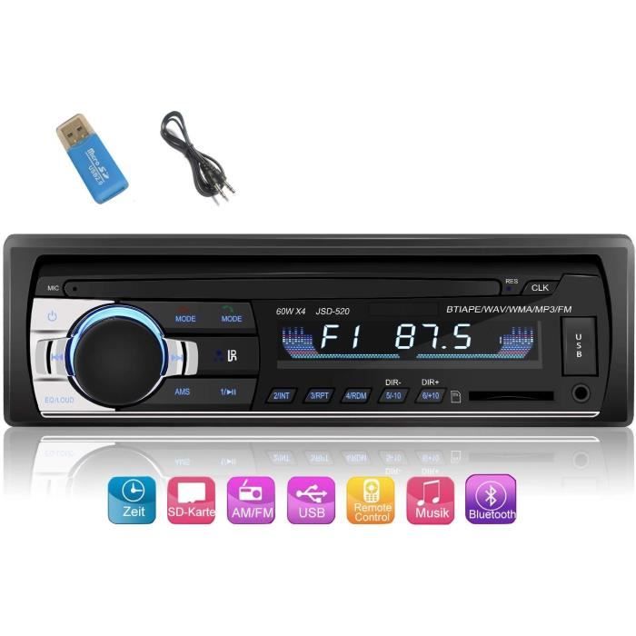 Autoradio Avec Kit Mains Libres Bluetooth, Récepteur Multimédia Numérique, Récepteur Simple, 4 X ...