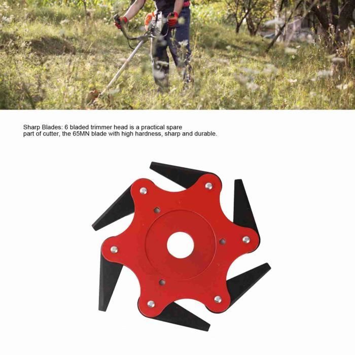 Fafeicy Lame de débroussailleuse Tête de débroussailleuse à 6 lames, diamètre intérieur de 2.5cm ...