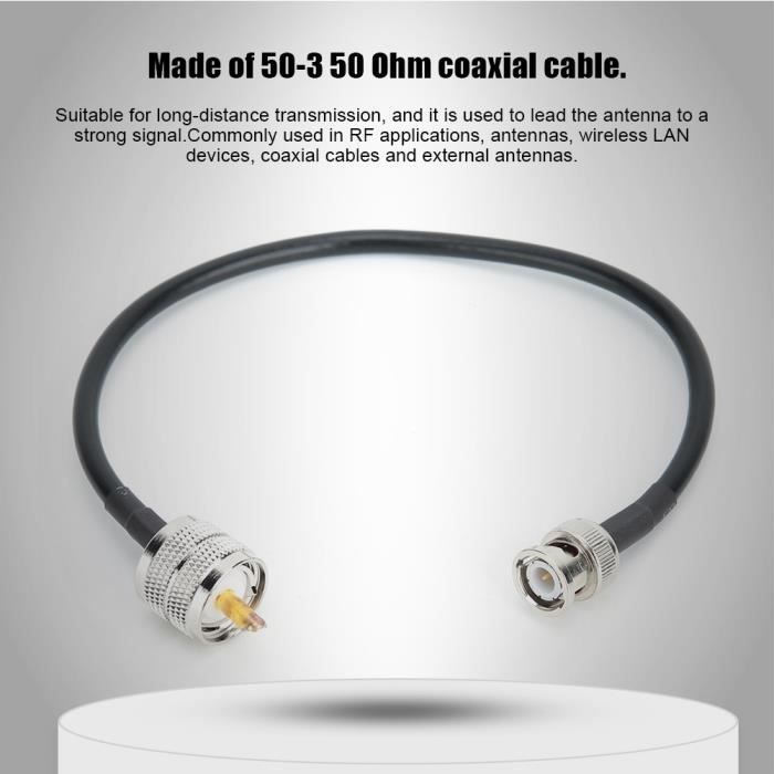 Fil mâle PL259 Câble coaxial 50-3 50 ohms BNC mâle vers ligne de ...