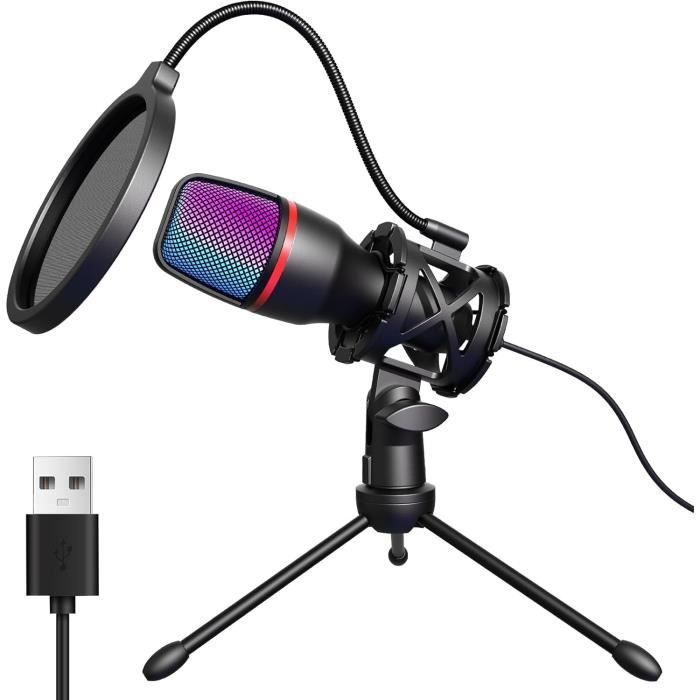 Hoppac Micro PC Micro Gaming USB Microphone Condensateur Professionnel ...