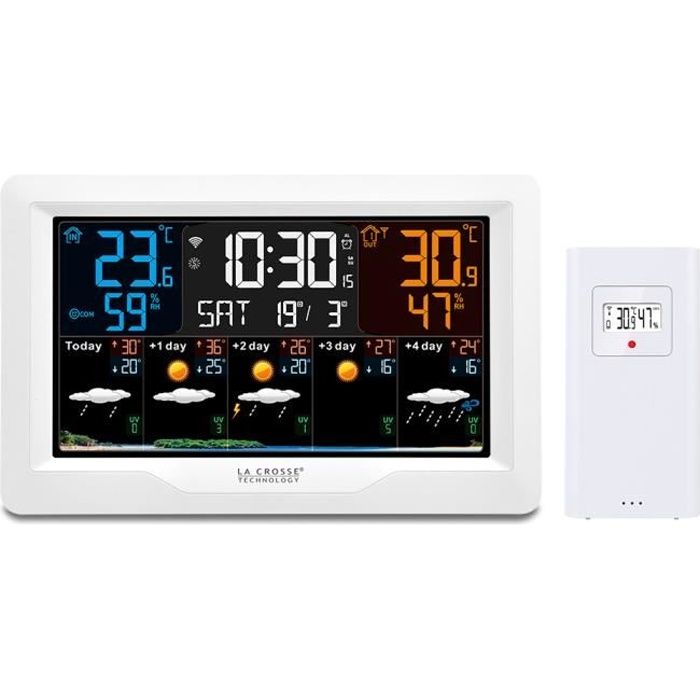 Station Météo La Crosse Technology SW403-WHI J+4 avec connexion Wifi et ...