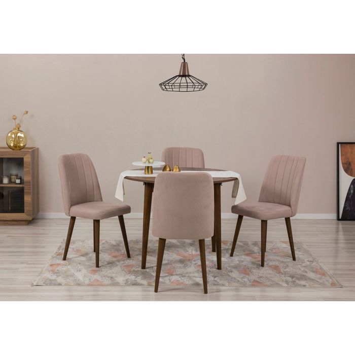 Set table ronde extensible - MENZZO - Malva - 4 chaises - Bois foncé ...