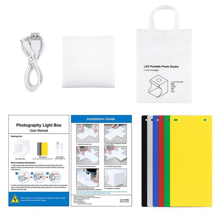 SALUTUYA Studio LED pliant Mini caisson lumineux portatif pliable pour ...