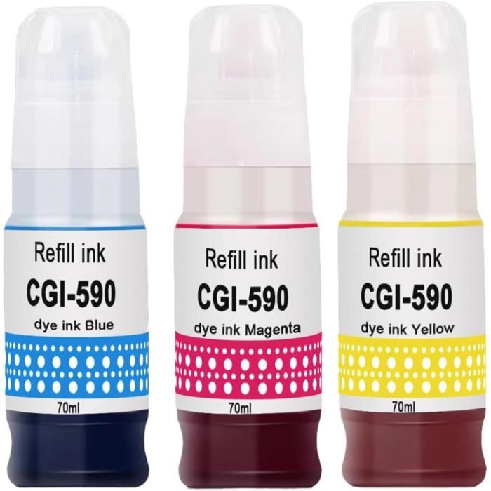 Compatible 3 Ink Cartridge Gi-490-Gi-590Cmy (1Color) Pour Canon Pixma ...