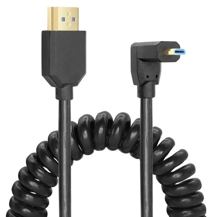 Micro HDMI to HDMI Cable Coiled 8K HDMI 2.1 Telescopic Cable High Speed ...