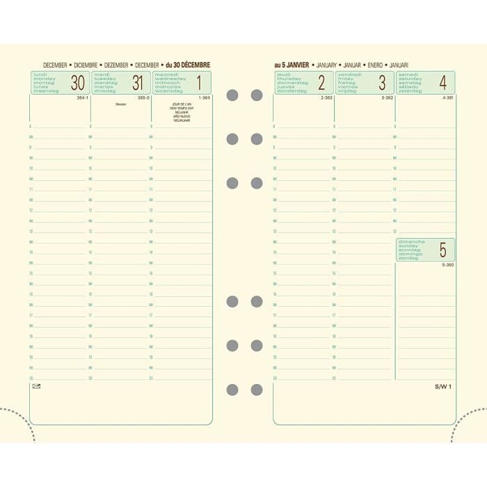 Exacompta 18572E Recharge pour Organ ur Exatime 17 Etroit Semainier Millésimé Sem sur 2p ...