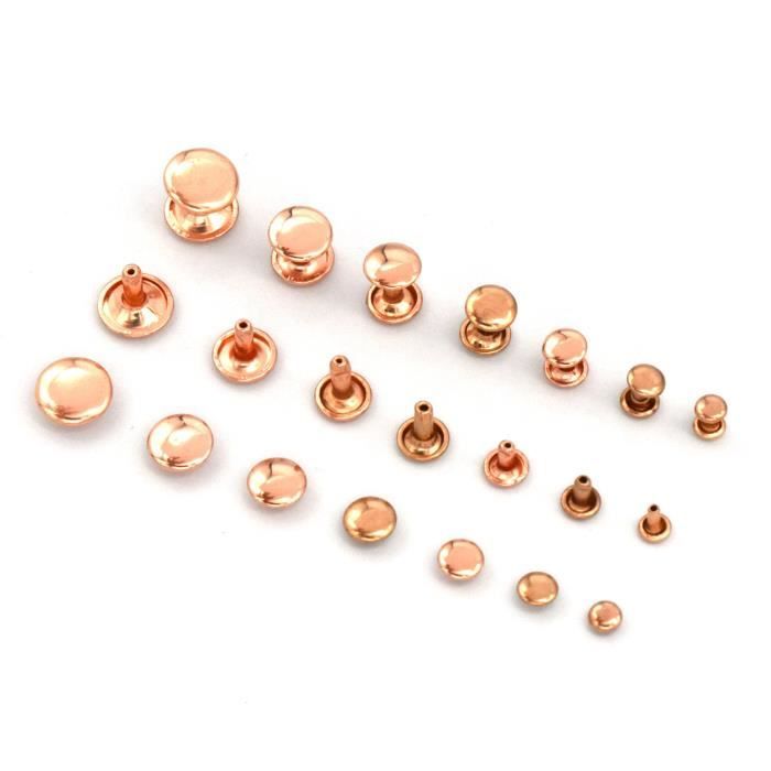 RIVET,9mm--Rivets à Double tête ronde en or Rose, Double face, boucle ...