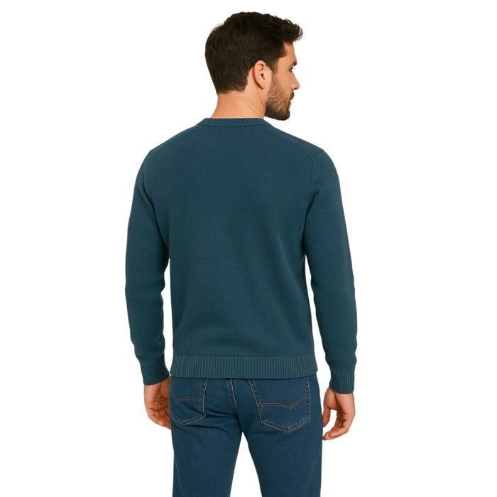Bill Tornade Pull Col rond en laine mélangé Quebec Bleu Denim Homme ...