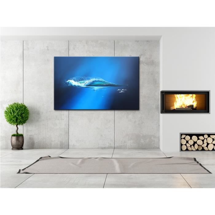 Tableau grand format - Declina - Blue Wave - 100x60 cm - Toile coton - Impression Haute ...