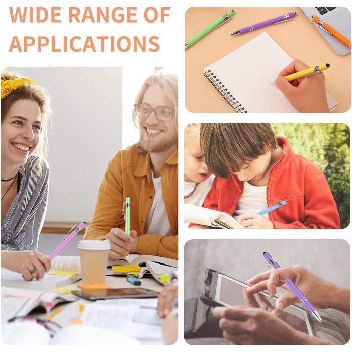 Lot De 6 Stylos À Bille Avec Pointe Stylet, Encre Noire De 1 Mm, Pointe ...