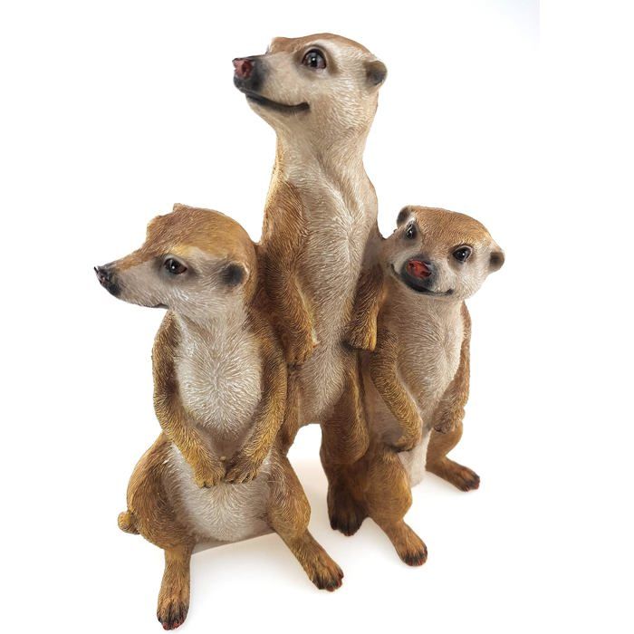 Lot de 3 figurines familiales suricates - Décoration de jardin - Grande ...
