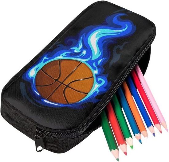 Blue Basketball Imprimé Grande Capacité Trousse À Crayons Pour Garçons ...